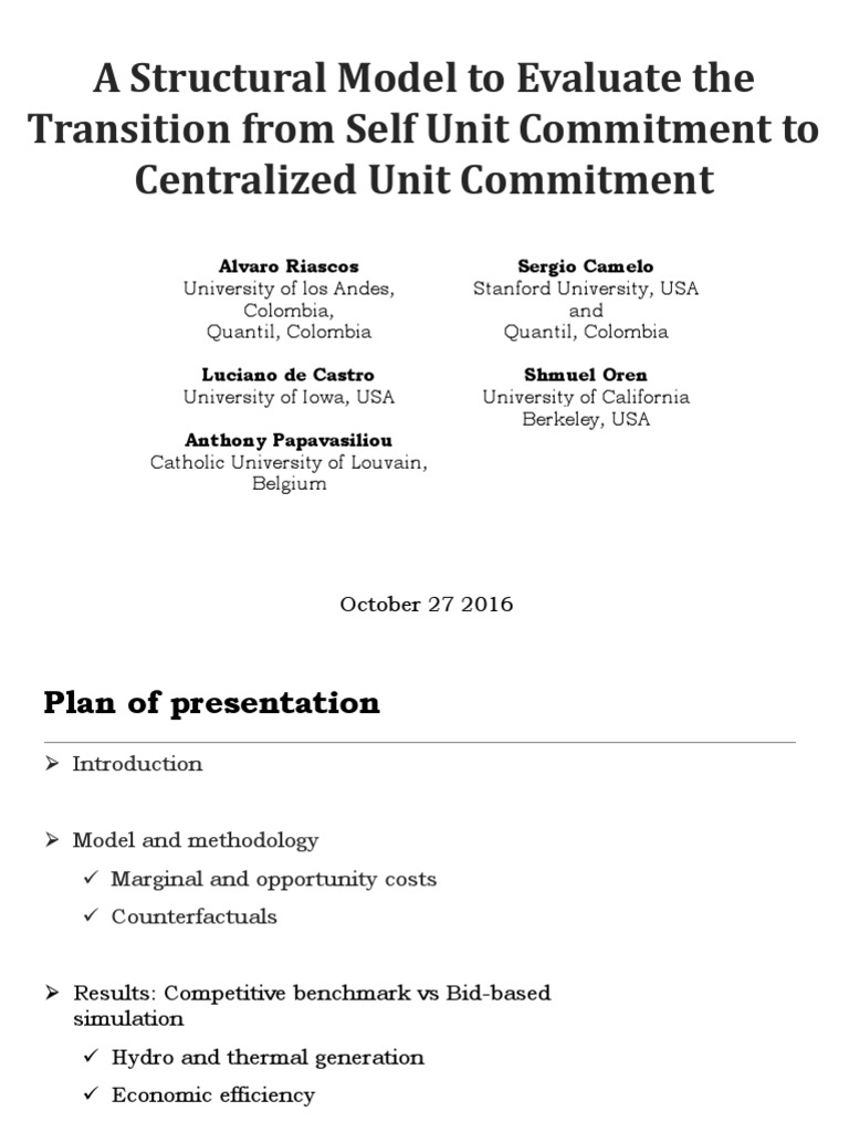 Self Unit Commitment To Centralized Unit Commitment | PDF | Prices ...