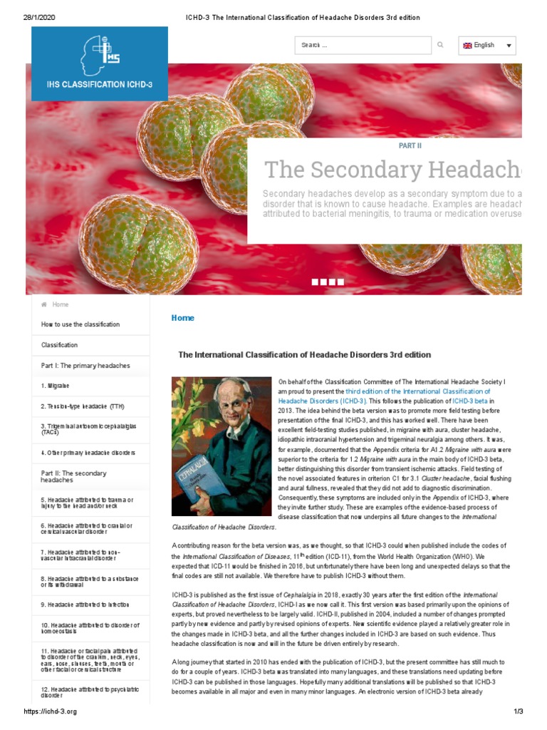 ICHD-3 The International Classification of Headache Disorders 3rd ...