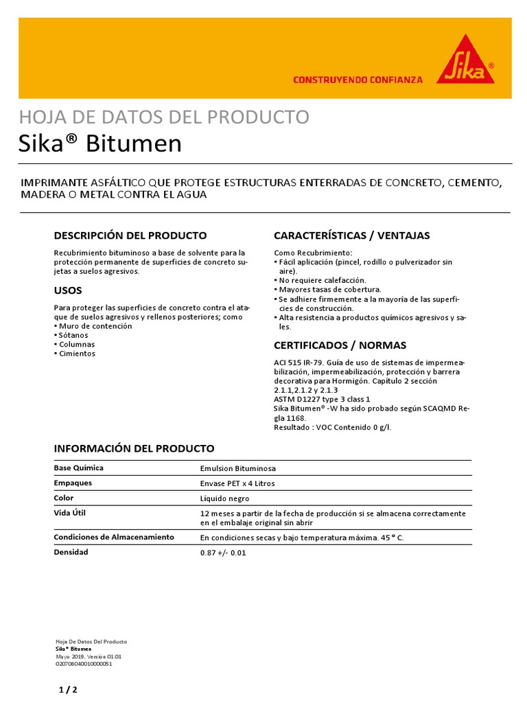 HT-Sika Bitumen PDF | PDF | Hormigón | Materiales
