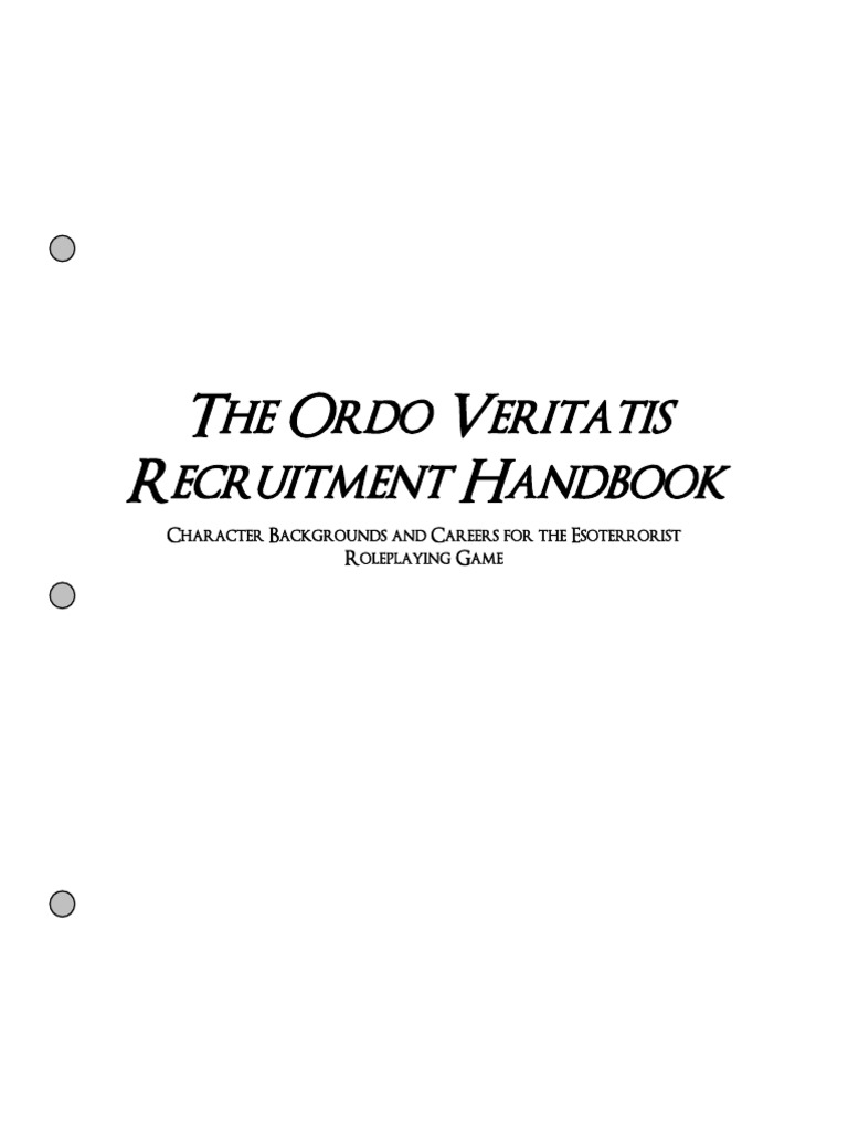 The Ordo Veritatis RecruitmentHandbook | PDF | Forensic Science ...