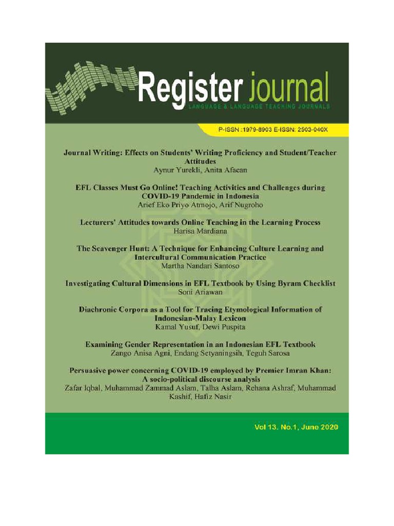 Full Text Register Journal Vol 13 No 1 June 2020 | PDF | English As A ...