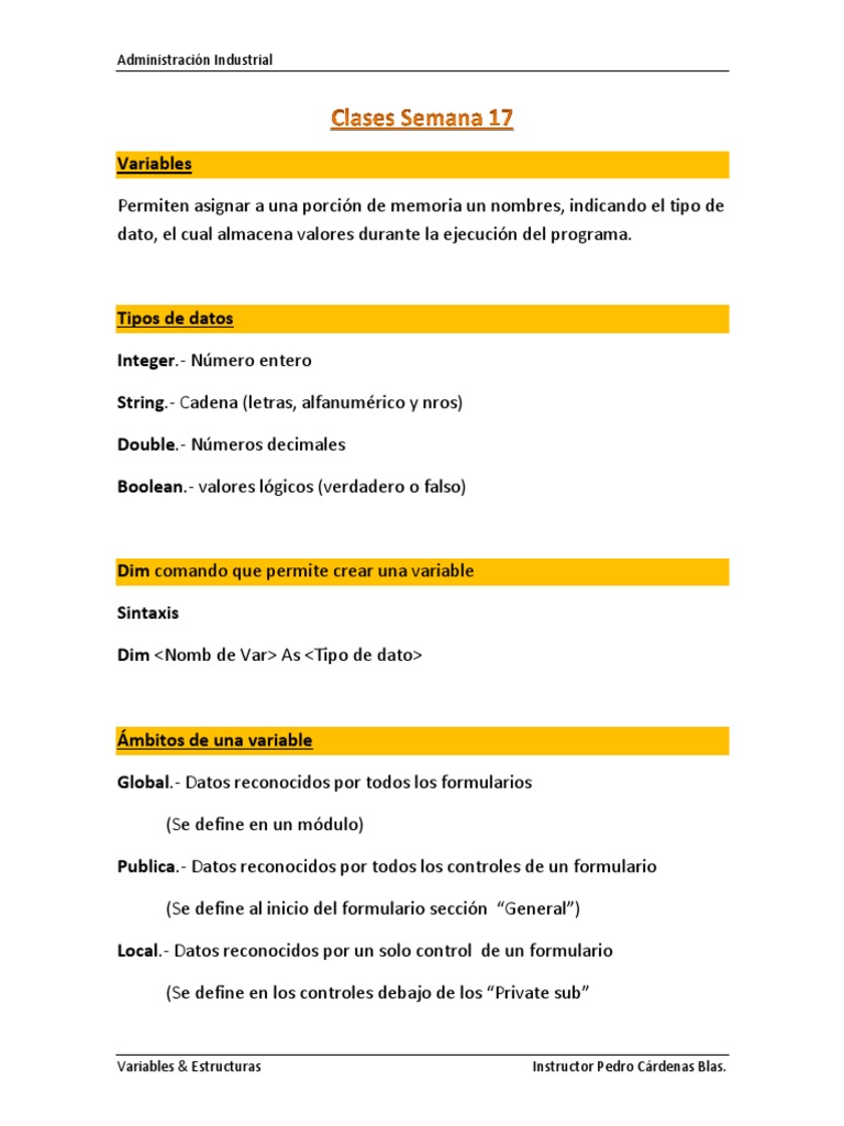 Variables Y Estructuras Pdf Pdf Informática Teórica Informática