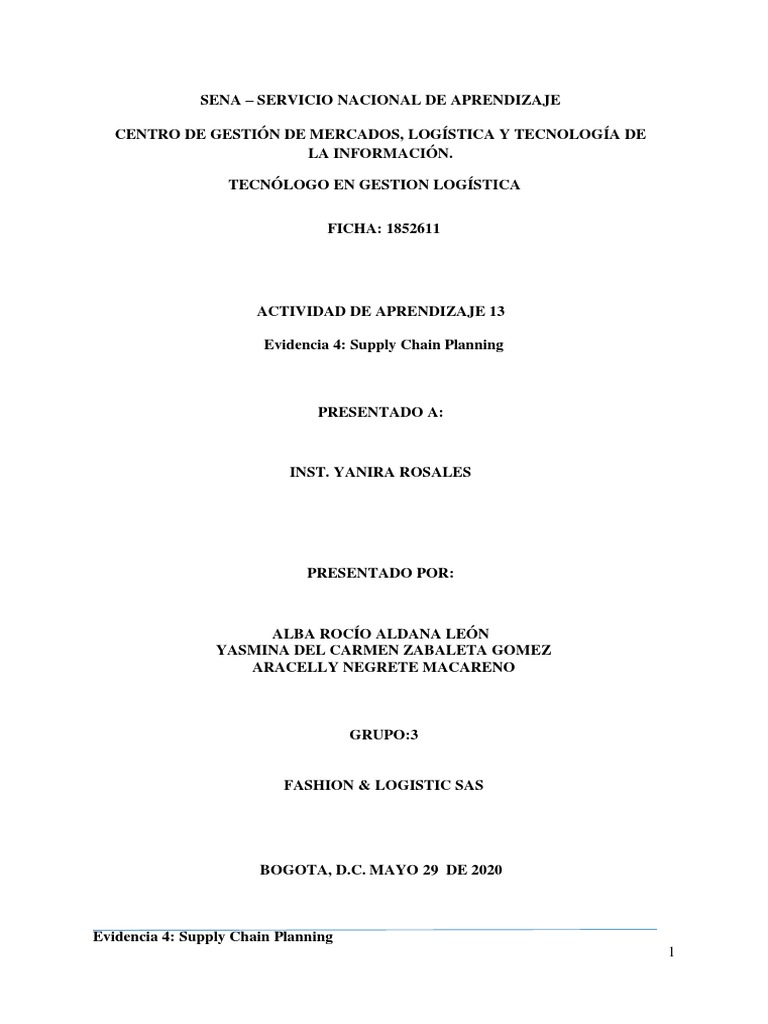 Actv 13 Evidencia 4 Supplyn Chainnplanningn | PDF | Lingüística | Gestión de la cadena de suministro