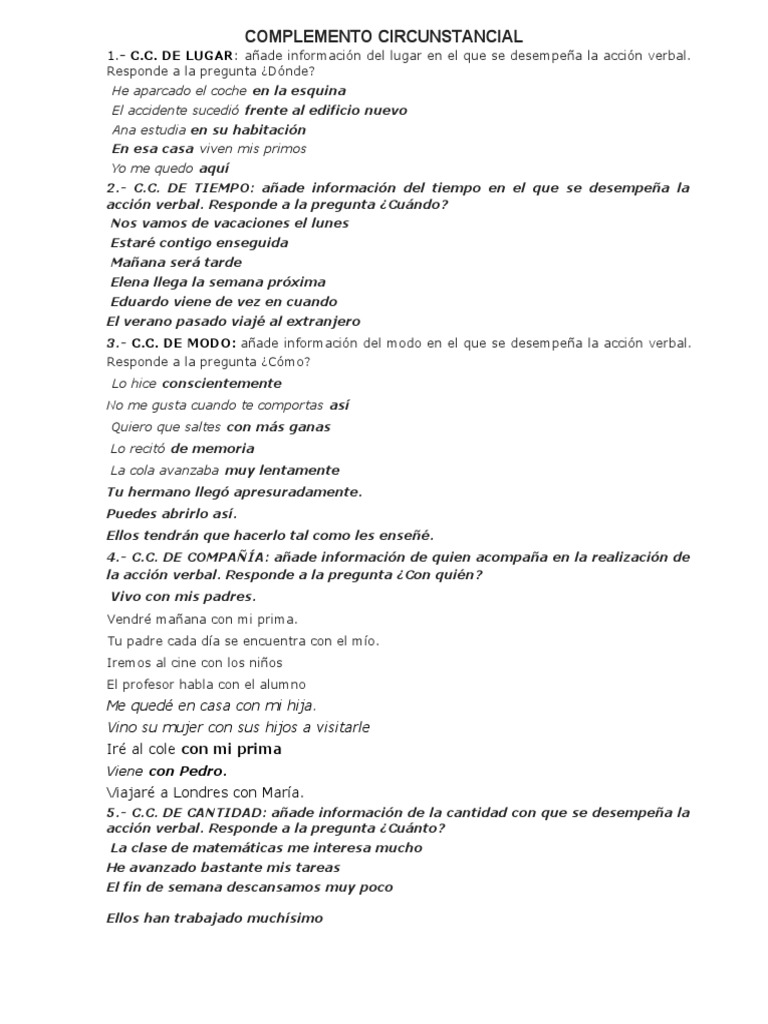 Complemento Circunstancial | PDF | Verbo