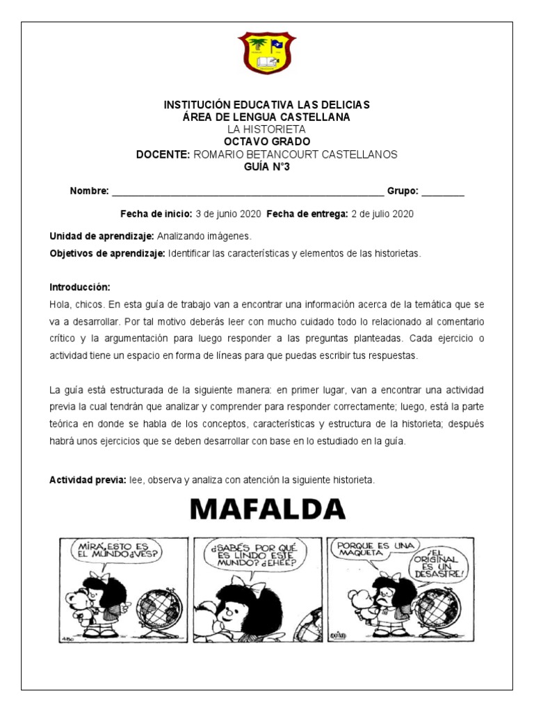 Guía 4 Octavo | PDF | Cómics | Dibujos animados