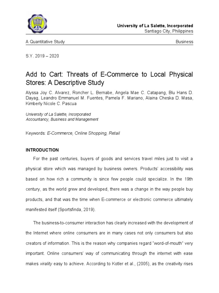 3is - IMRAD RESEARCH PAPER FINAL | PDF | E Commerce | Retail