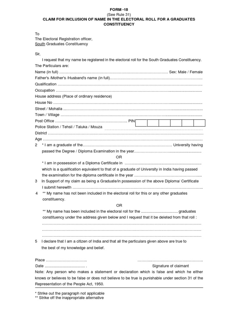 FORM 18 With Instructions and Additional Form | PDF | Diploma | Voting