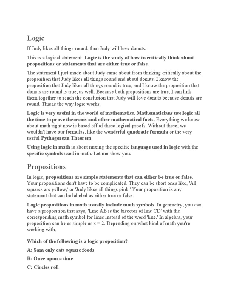 Logic | PDF | Theorem | Teaching Mathematics