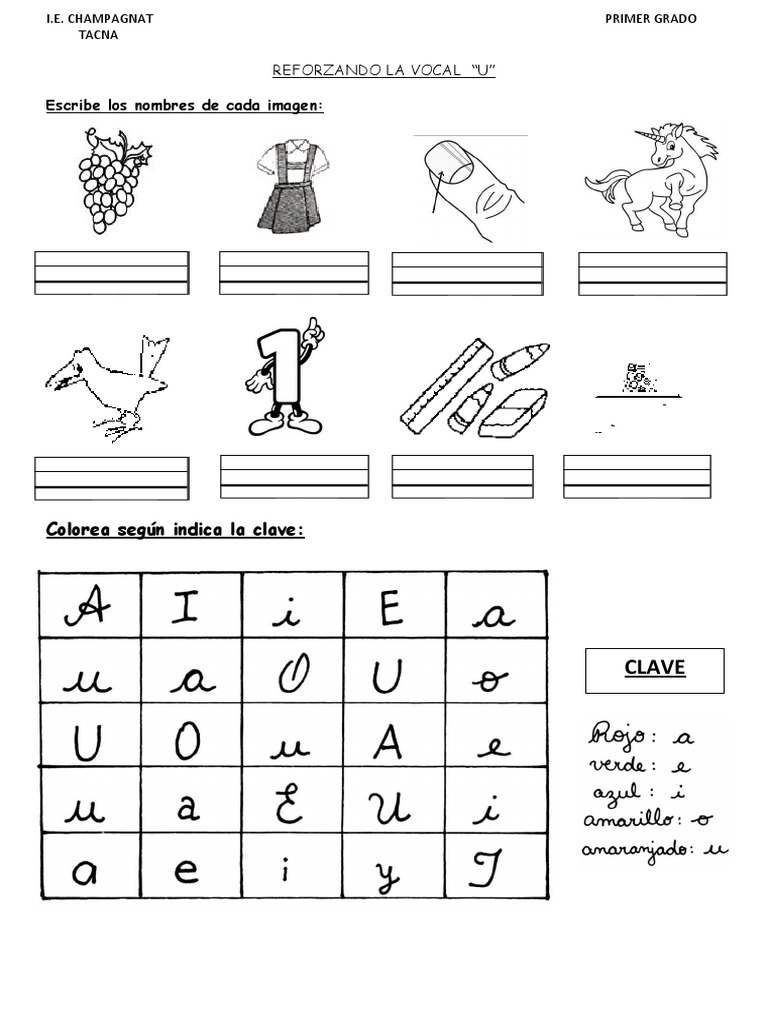 Reforzando La Vocal U | PDF