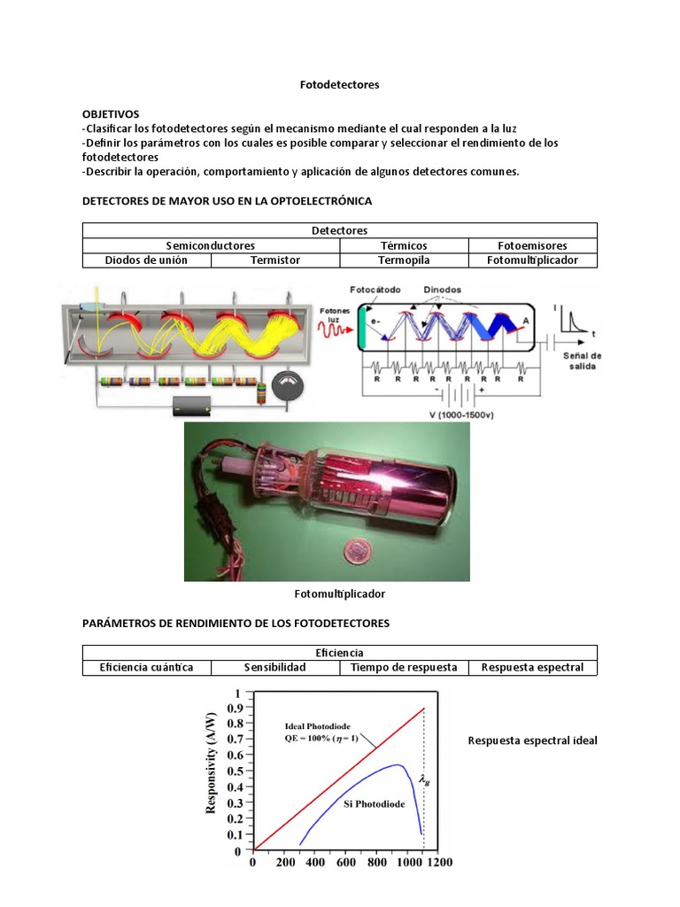 Resumen Fotodetectores | PDF | Diodo | Electricidad
