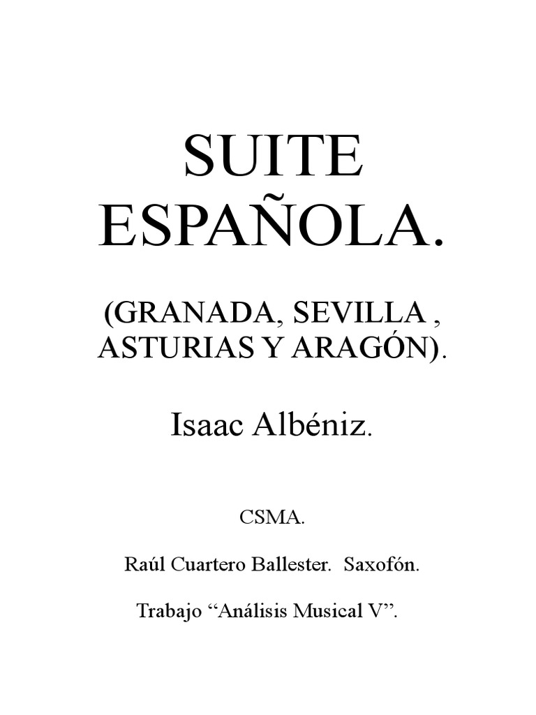 Análisis de la Suite Española de Albéniz | PDF | Acorde (Música) | Piano