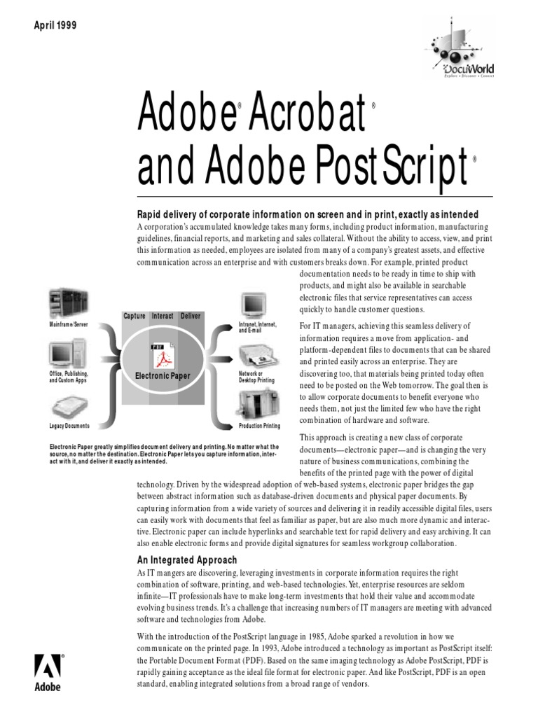 Adobe Acrobat and Adobe PostScript | PDF | Printer (Computing) | World ...