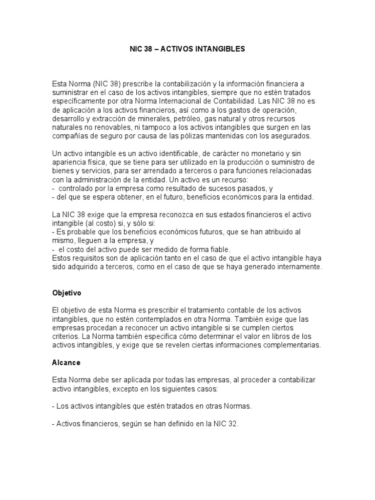 Nic 38 | PDF | Activo intangible | Amortización (Negocio)