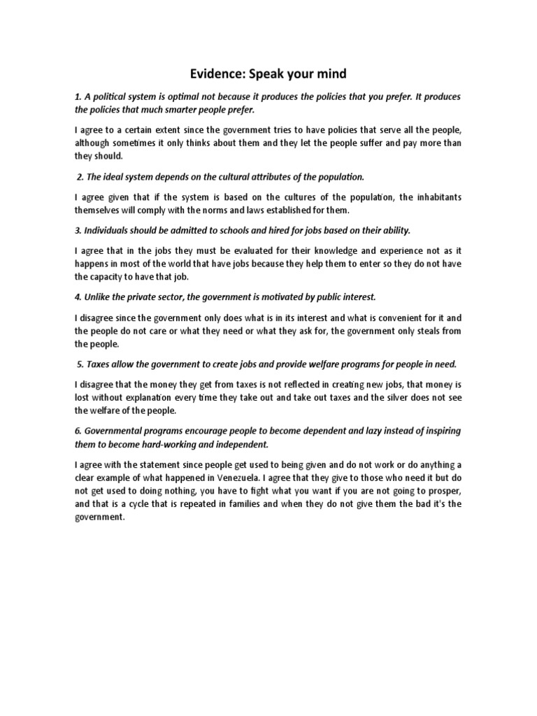 Evidence: Speak Your Mind | PDF