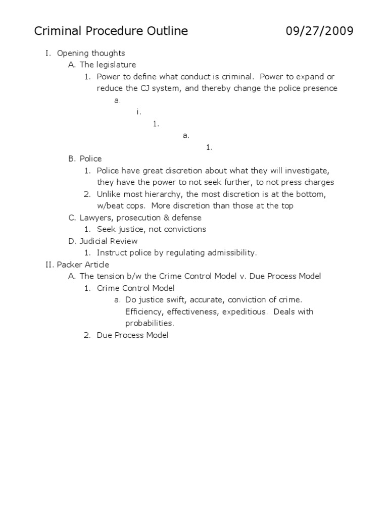 Criminal Procedure Outline | PDF | Search Warrant | Search And Seizure