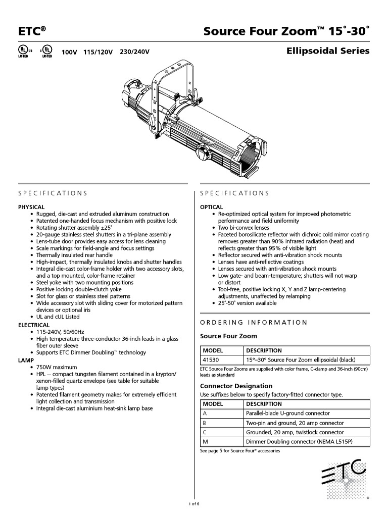 7060L1030 - Source - Four - 15-30 - Zoom - Datasheet - Revg ETC | PDF ...