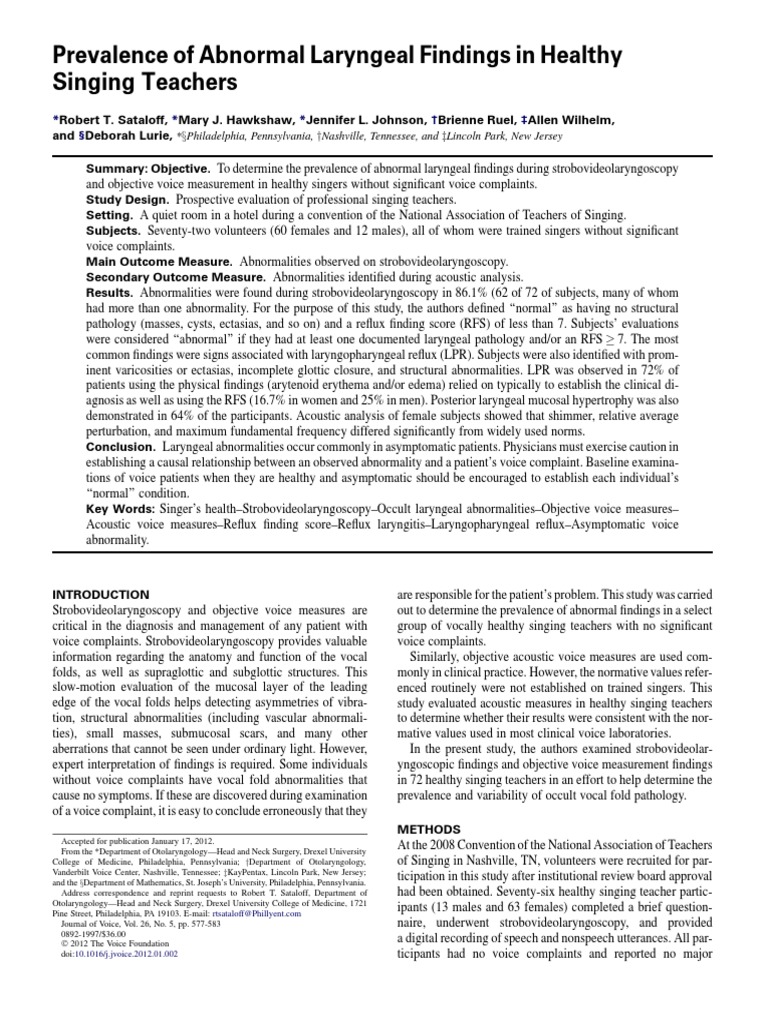 Sataloff 2012 | Download Free PDF | Human Voice | Singing