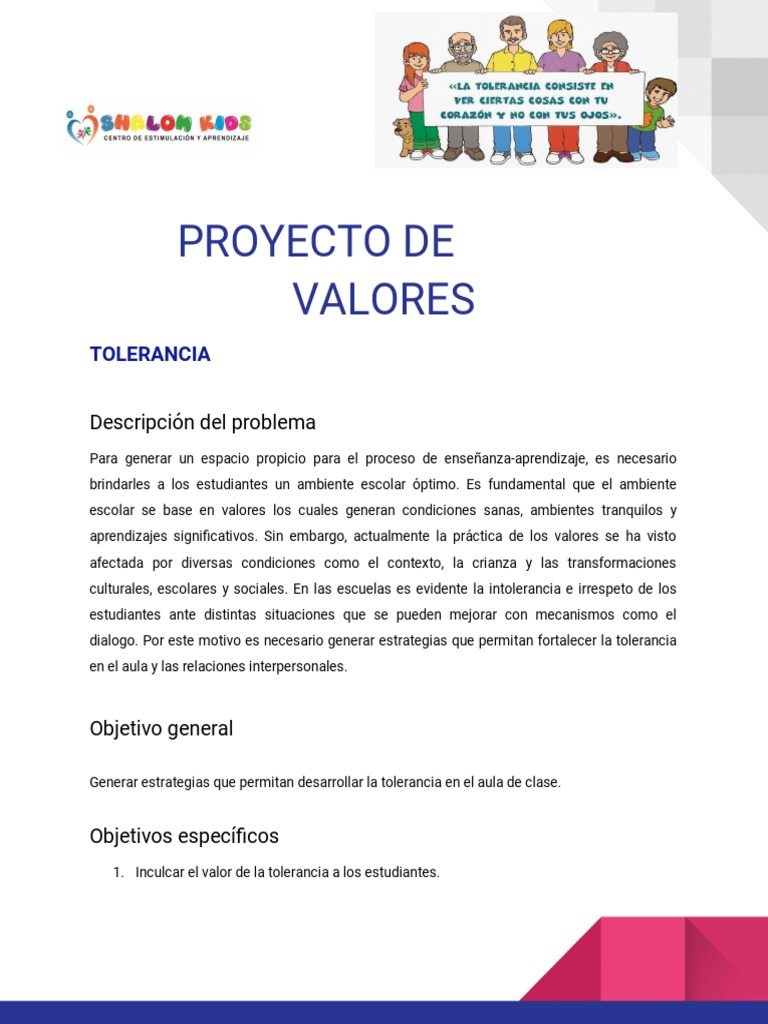 Proyecto de Valores | PDF | Tolerancia | Aprendiendo estilos