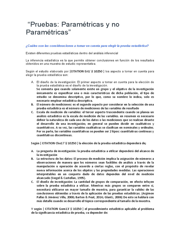 Pruebas Parametricas y No Parametricas | PDF | Nivel de medida ...
