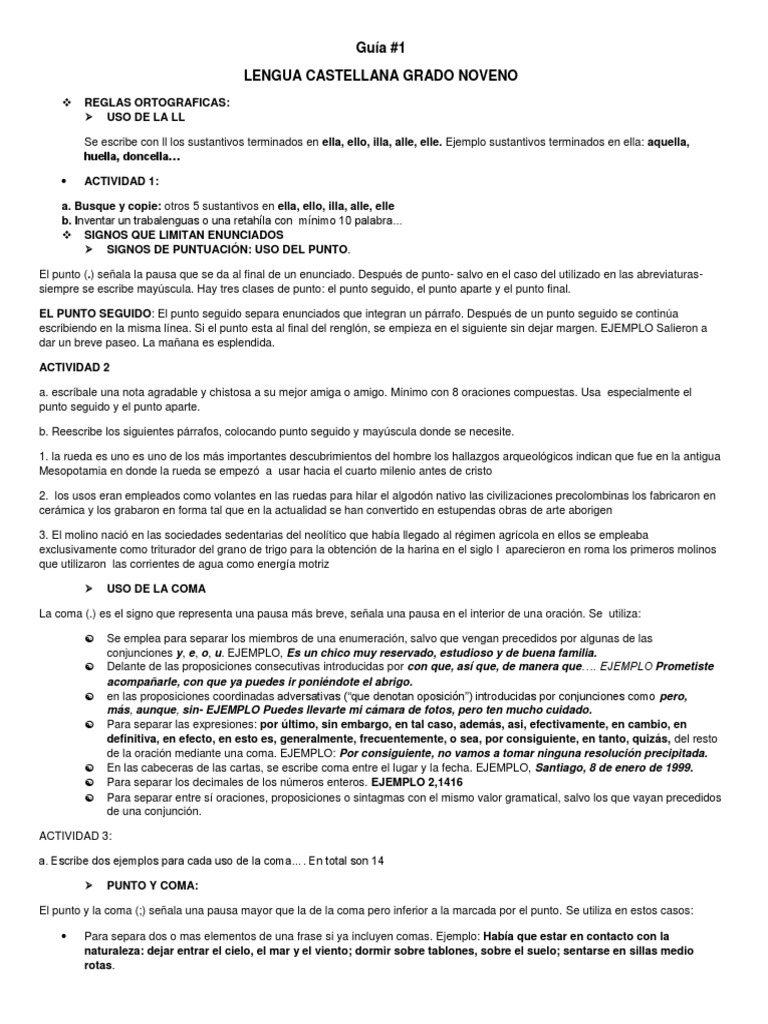 Grado 9 | PDF | Coma | Ensayos