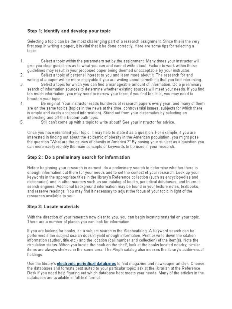 Step 1: Identify and Develop Your Topic: Electronic Periodical ...