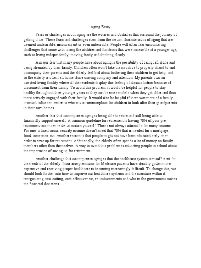 Aging Essay | PDF | Retirement | Health Care