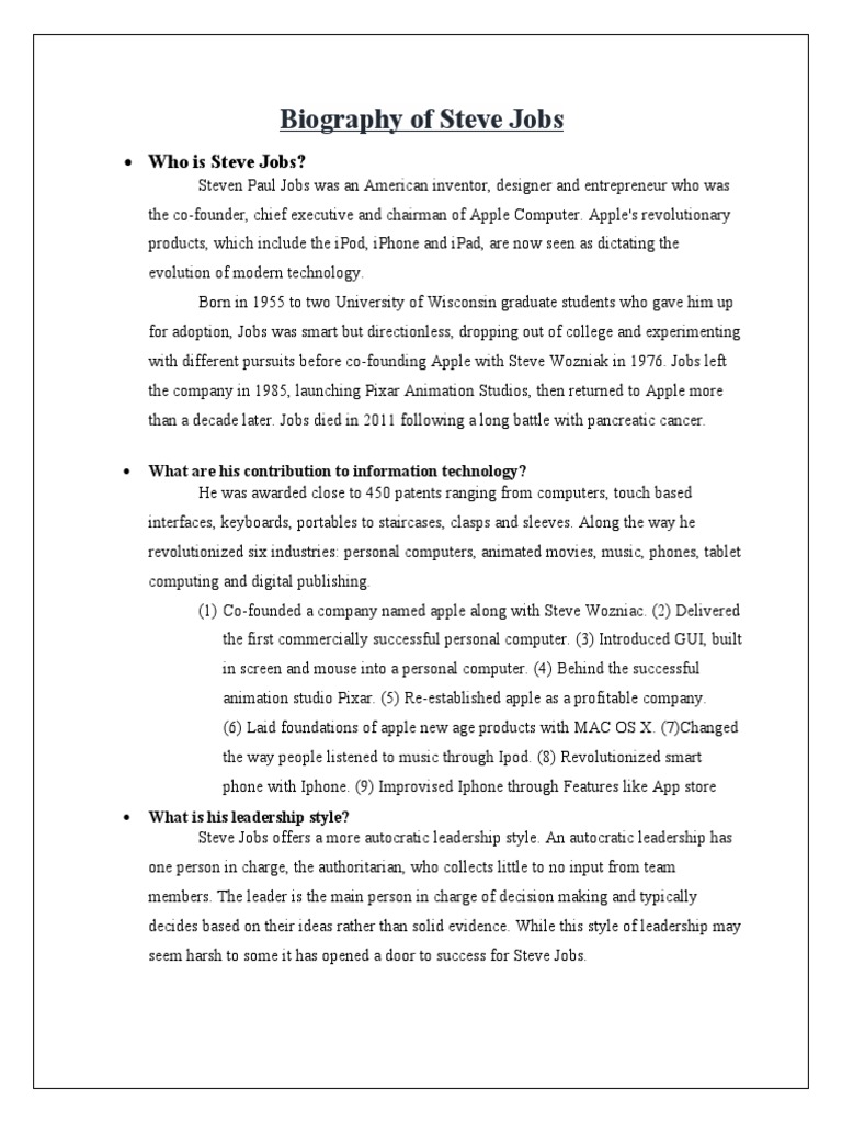 STS Activity Steve Jobs | PDF | Steve Jobs | Apple Inc.