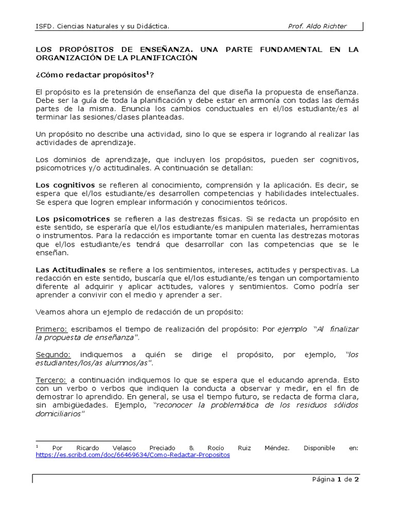 08 - Como Redactar Propósitos en Una Planif PDF | PDF | Aprendizaje ...