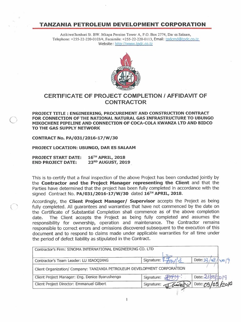 TPDC Completion Report PDF | PDF