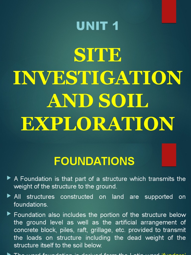 Unit 1: Site Investigation and Soil Exploration | PDF | Waves | Soil