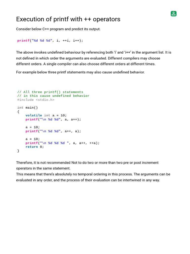 Undefined Behavior in C++ printf Usage | PDF | Computers
