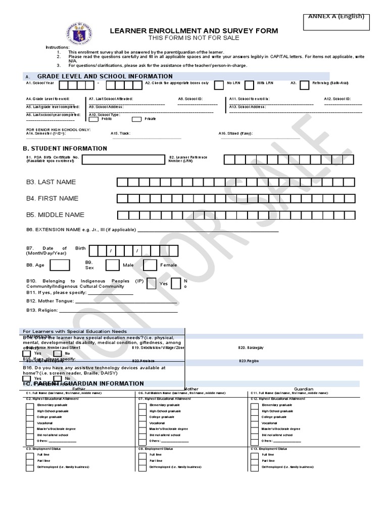 Annex-A-Form v8 English | PDF | Schools