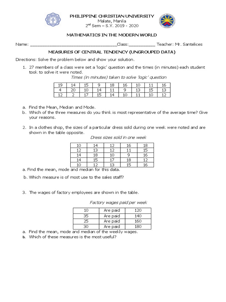 Week - 14 - Measures of Central Tendency | PDF | Teaching Methods & Materials