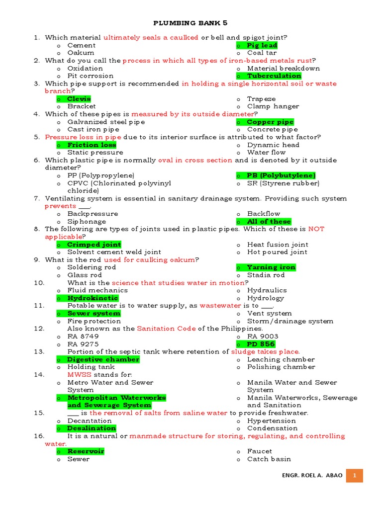 Plumbing Bank 5 PDF | PDF | Plumbing | Pipe (Fluid Conveyance)