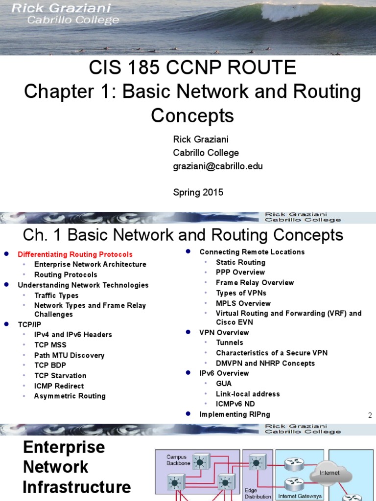 Cis 185 CCNP Route Chapter 1: Basic Network and Routing Concepts | PDF | I Pv6 | Virtual Private ...