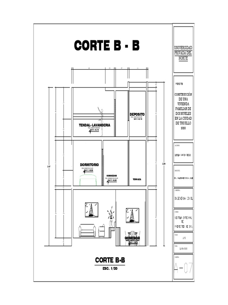 Corte y Elevacion BB 3 | PDF