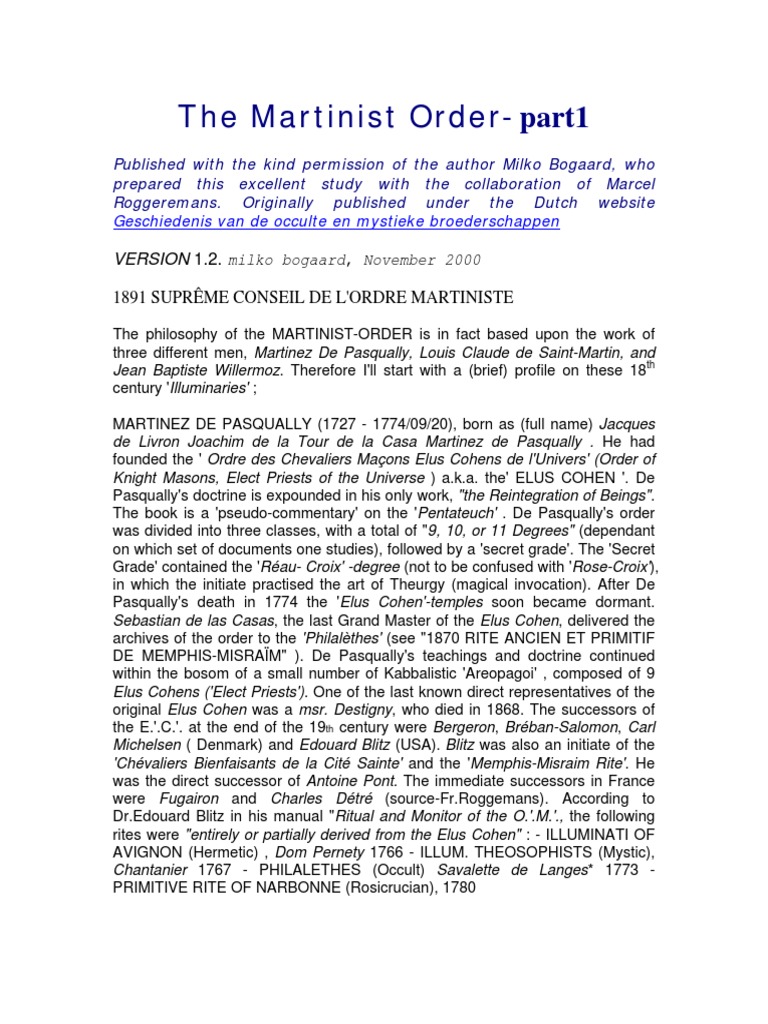 The Martinist Order (Part 1) PDF | PDF | Esotericism | Western Esotericism