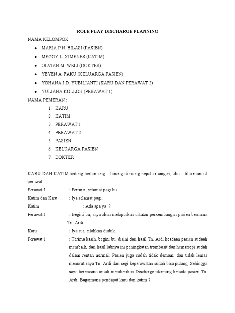 Roleplay Manajemen Discharge Planning | PDF