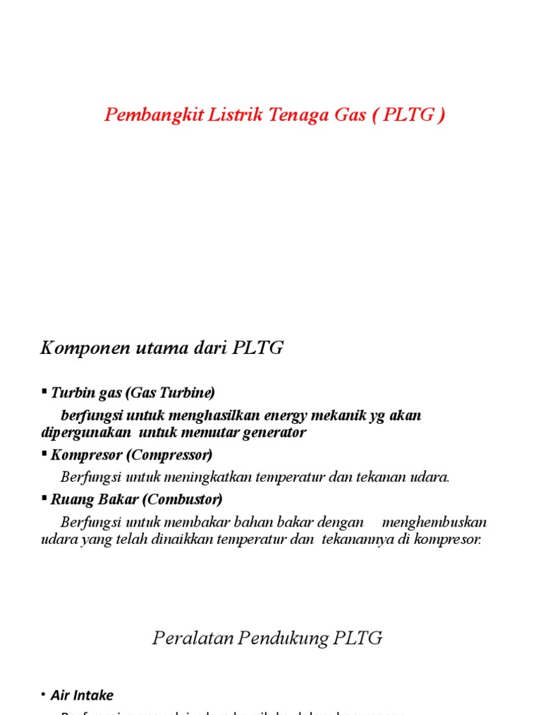 Pembangkit Listrik Tenaga Gas (PLTG) | PDF