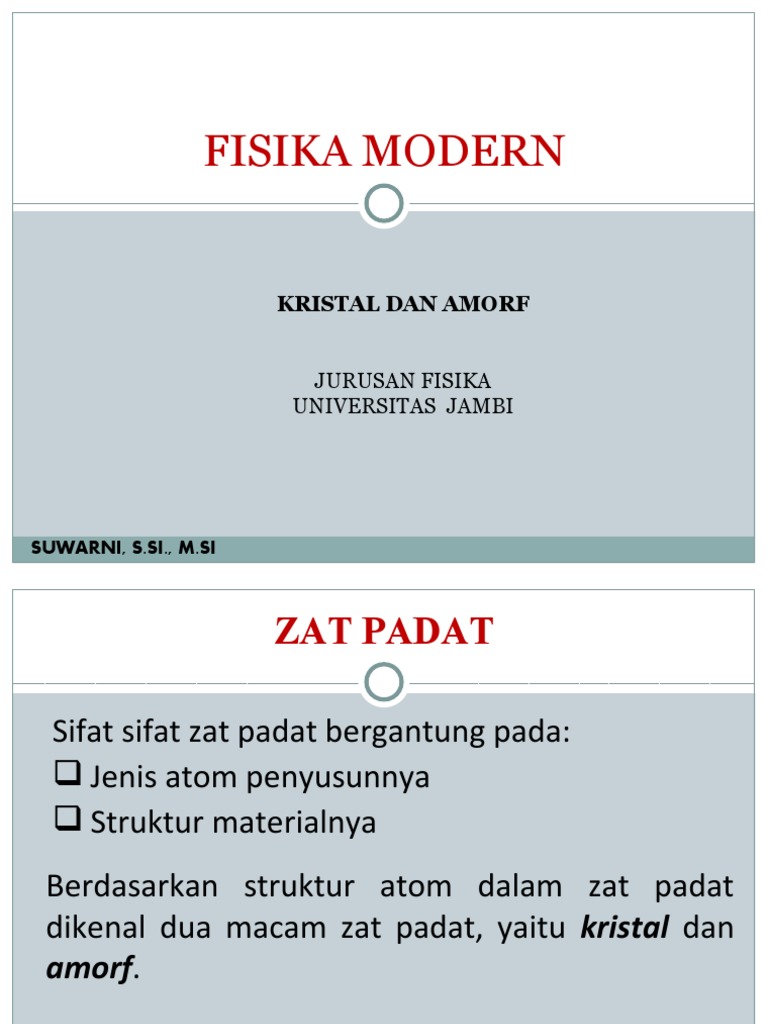 1 Kristal Dan Amorf | PDF | Sains & Matematika | Teknologi & Rekayasa