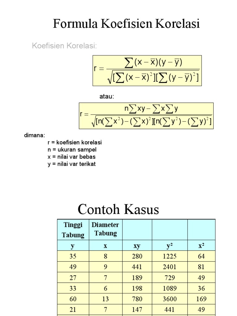 Formula Koefisien Korelasi | PDF