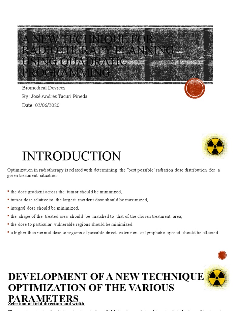 A New Technique For Radiotherapy Planning Using Quadratic | PDF ...