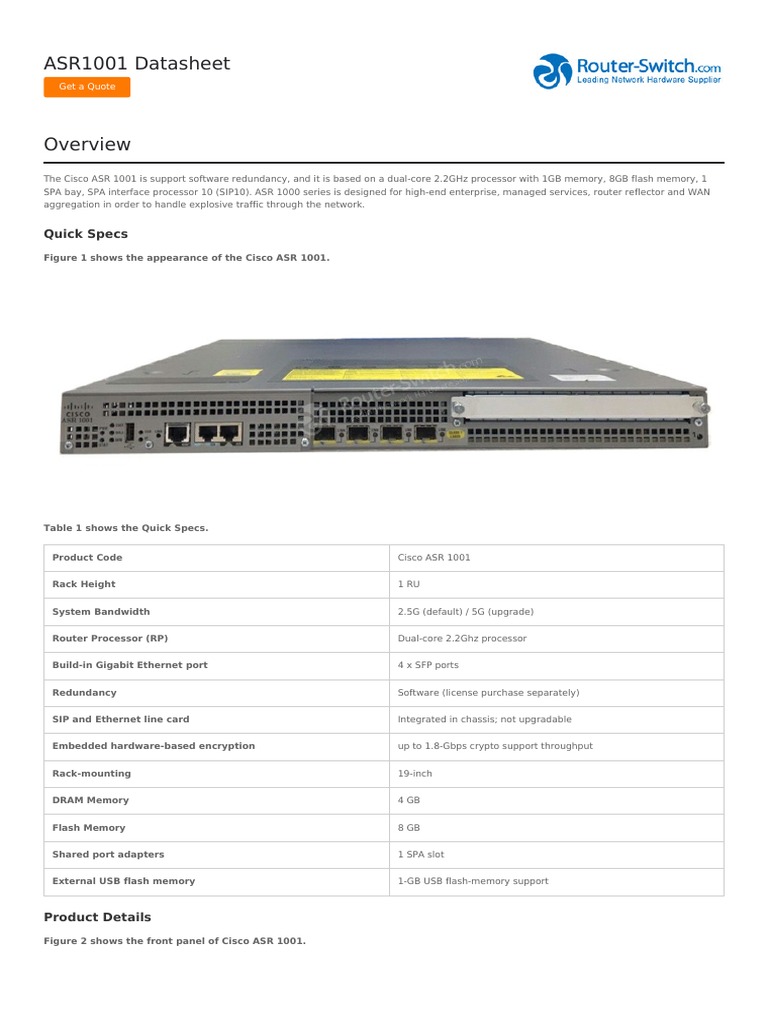 Asr1001 Datasheet PDF | PDF | Computer Mediated Communication | Network Protocols
