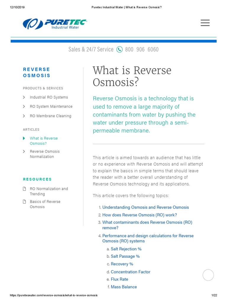 Reverse Osmosis | PDF | Osmosis | Membrane