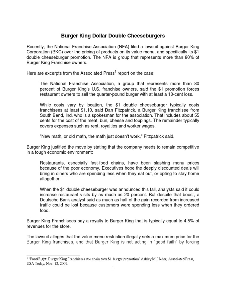 Case 1 BurgerKing | PDF | Franchising | Economies
