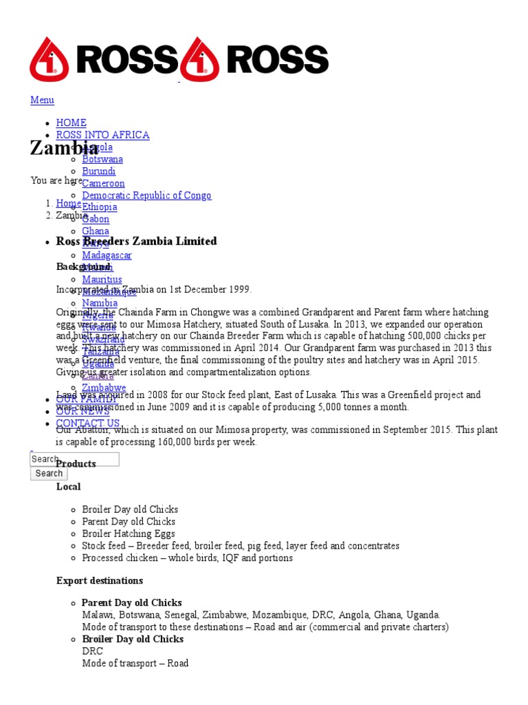 Zambia - Ross Africa | PDF | Zambia | Broiler