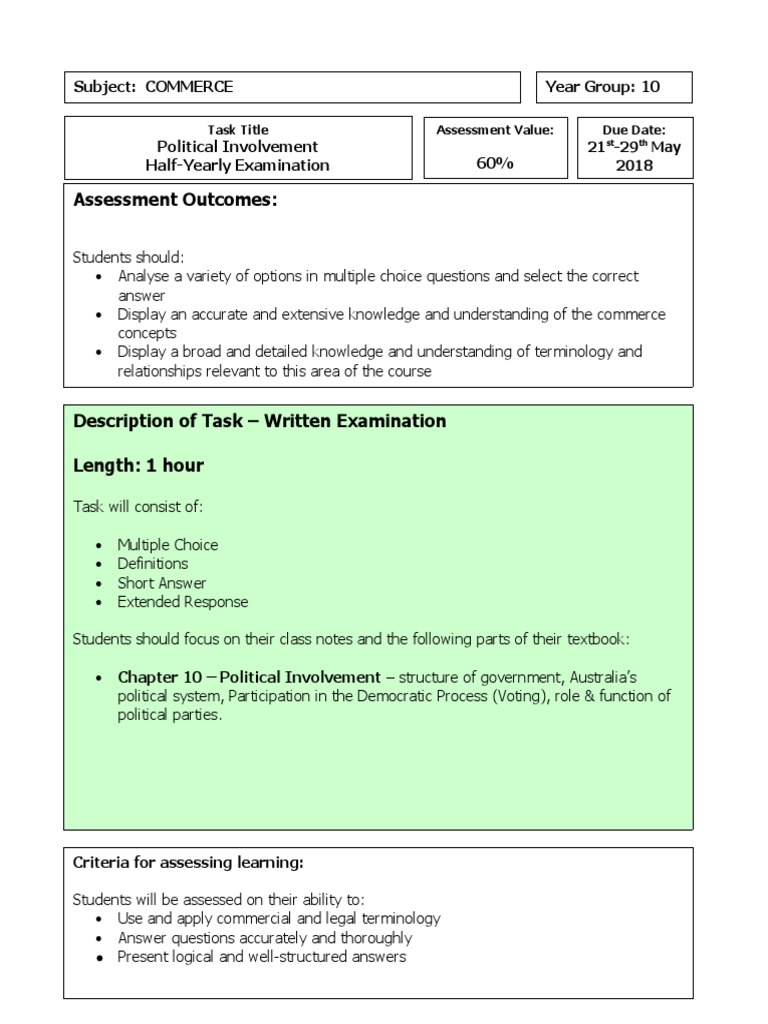 Year 10 Commerce Exam Prep | PDF | Career & Growth | Business