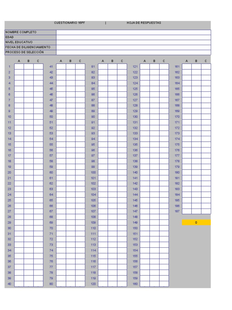 16 PF Hoja de Respuestas | PDF | Violencia | Ocio