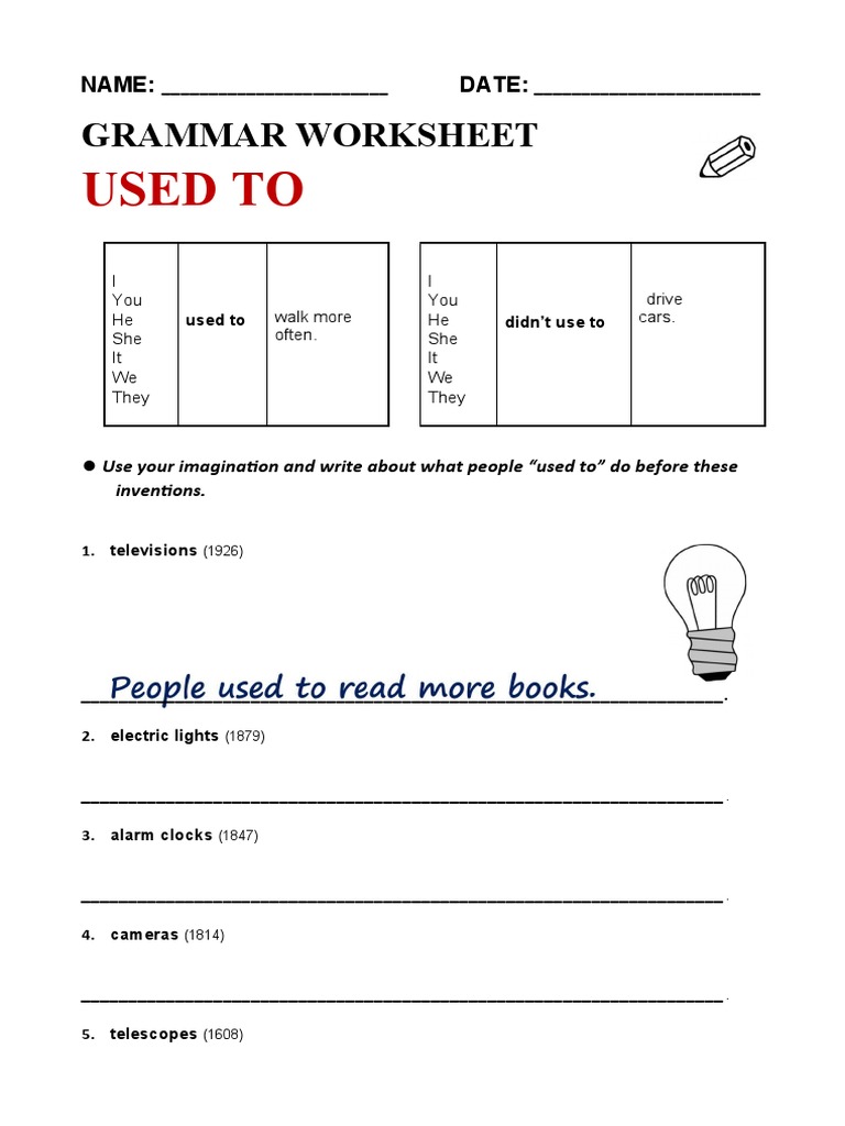 Used To: Grammar Worksheet | PDF