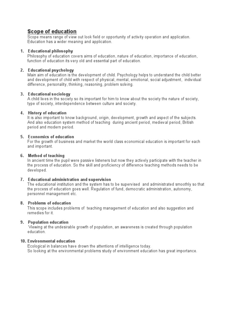 Scope of Education | PDF